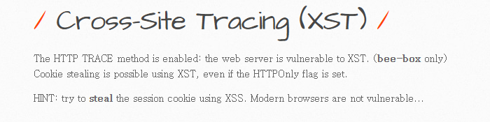 (bWAPP)Cross-Site Tracing (XST) - print(‘g2h’) (bWAPP)Cross-Site Tracing (XST) - print(‘g2h’)